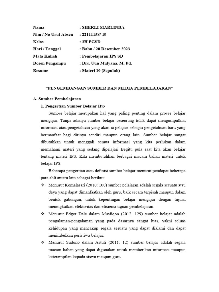 Resume 10 Ips Sherli Marlinda | PDF