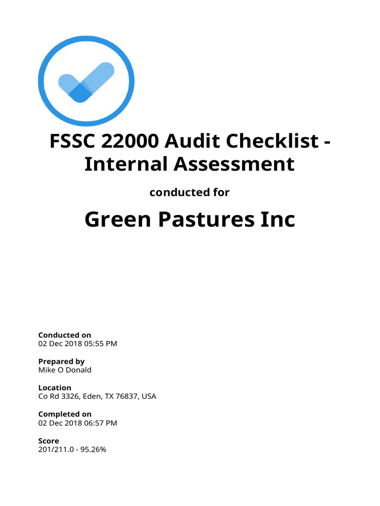 FSSC 22000 Audit Checklist Summary | PDF | Hygiene | Pest Control