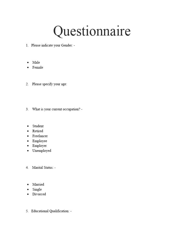 Sample Questionnaire | PDF