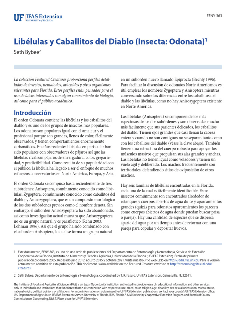 Odonata Seth Bybee | PDF | Libélula | Sistema reproductivo