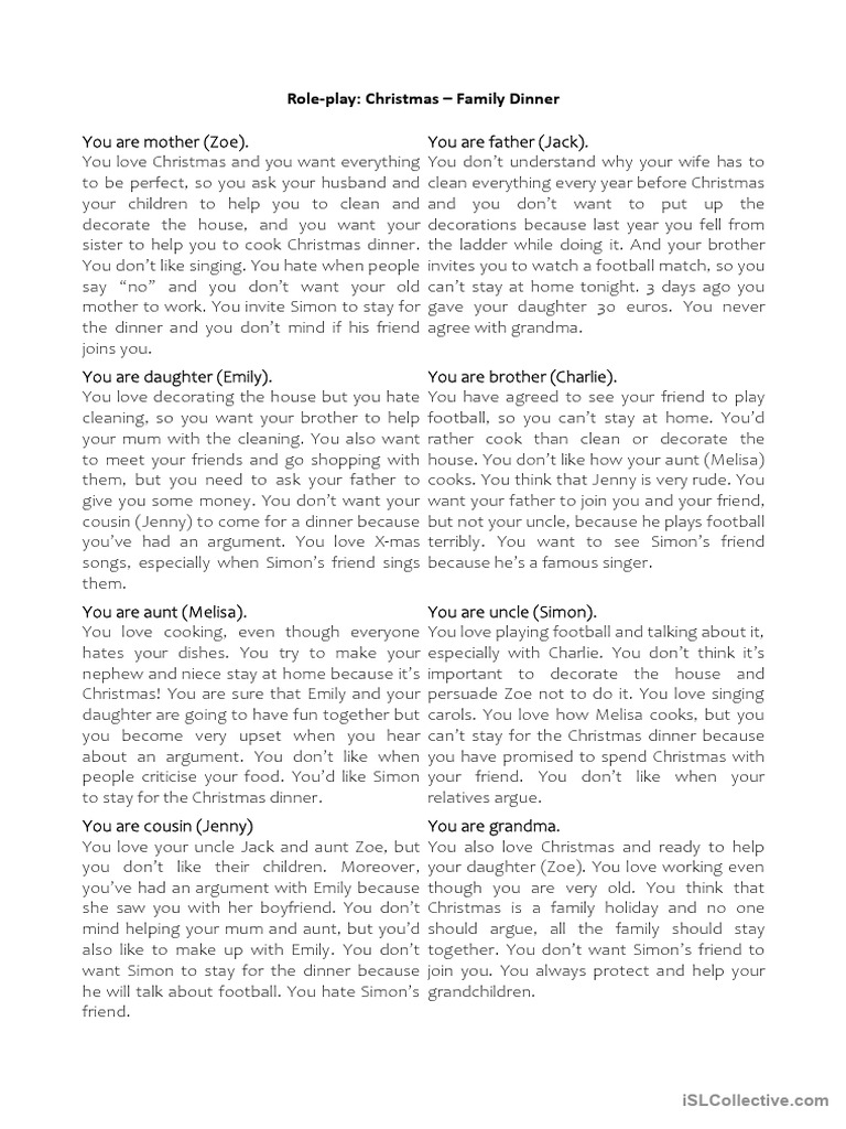 Role-Play - Christmas - Family Dinner | PDF