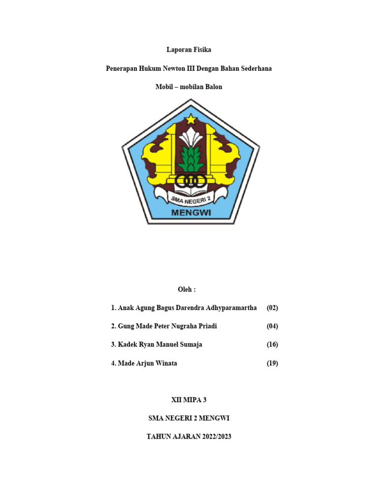 Laporan Praktek Fisika - Darendra-Peter-Ryan-Arjun - XII MIPA 3 | PDF
