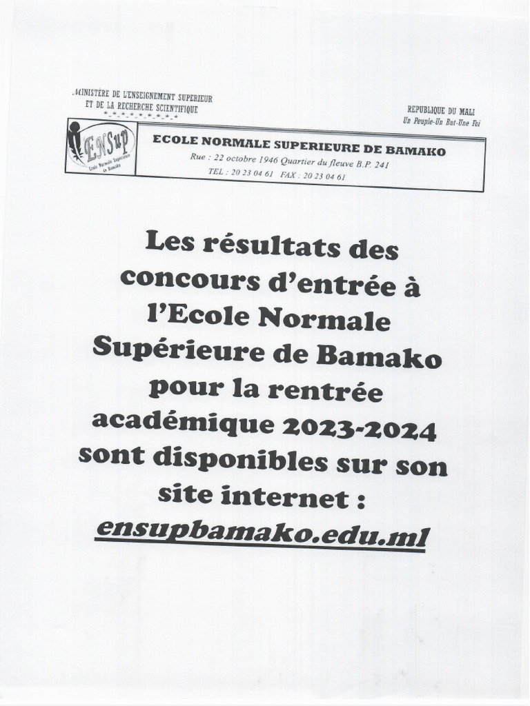 ENSup Admis Master 2023 2024 | PDF