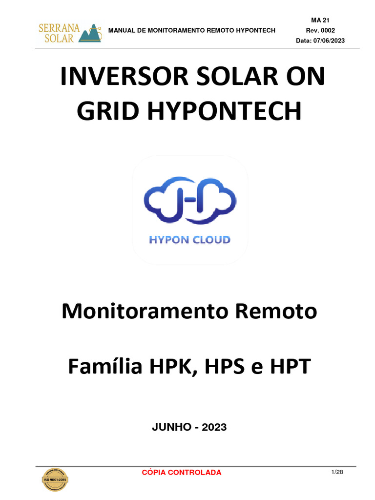 MA 21 Manual Inversor Solar On Grid HYPONTECH Monitoramento Remoto Rev ...