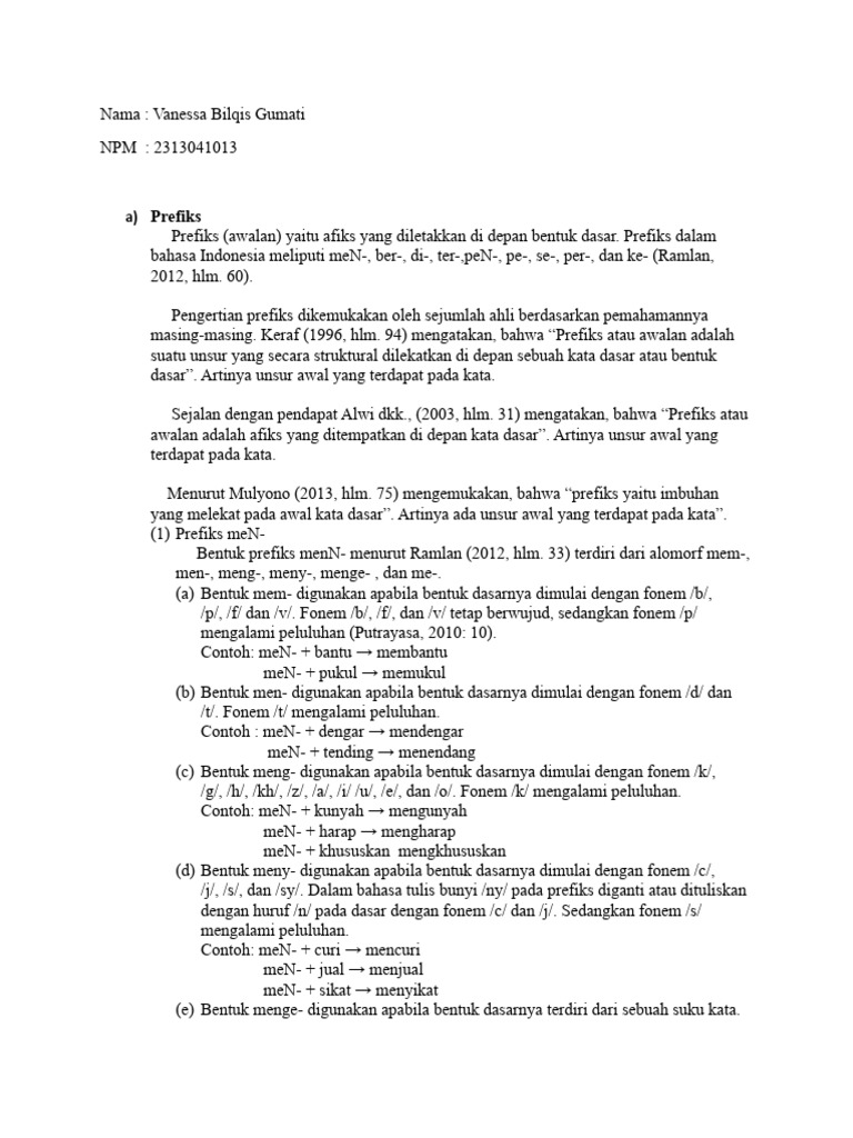 Prefiks (Vanessa Bilqis) | PDF
