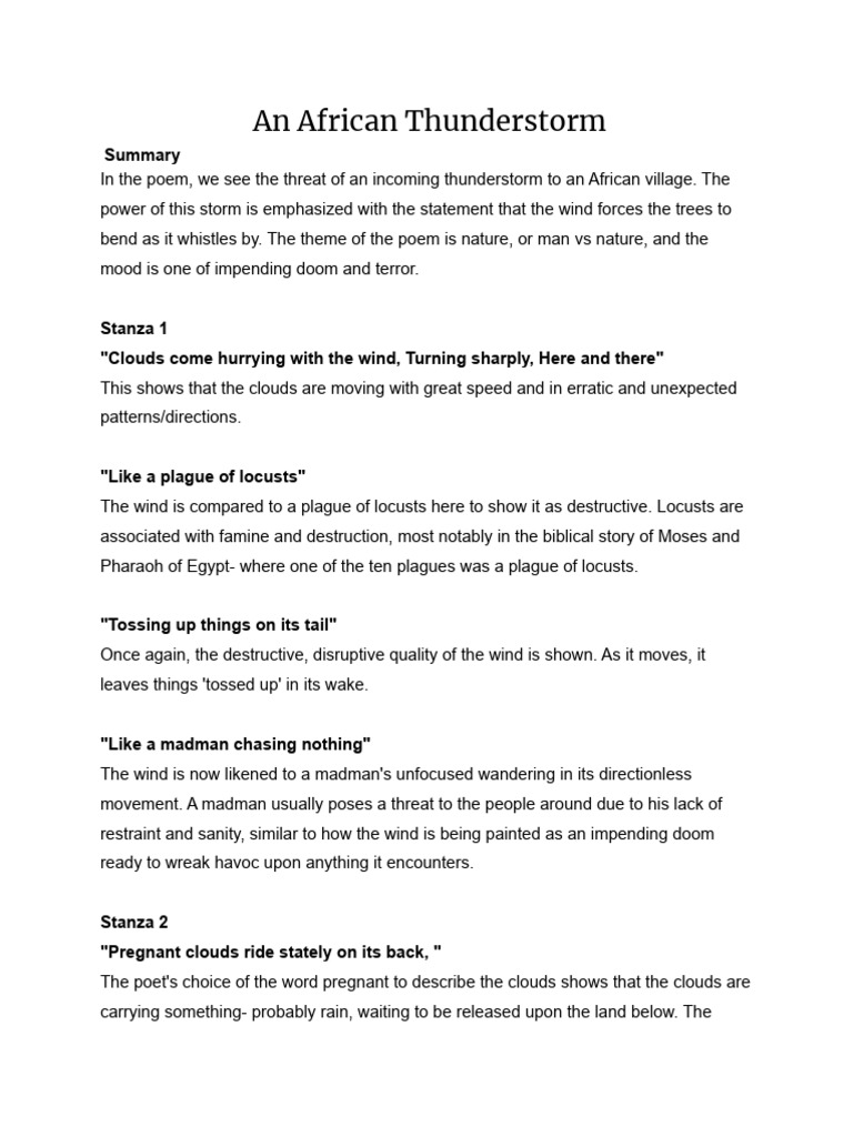 An African Thunderstorm | PDF | Wound | Poetry