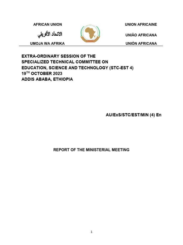 Extra-Ordinary - Stc-Est4 - Ministerial Report | PDF | African Union