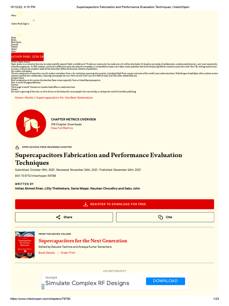 Supercapacitors Fabrication and Performance Evaluation Techniques ...