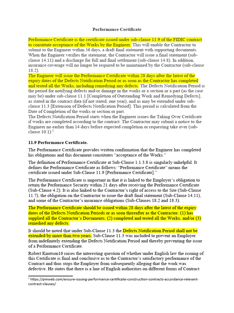 Performance Certificate | PDF | Breach Of Contract | Government