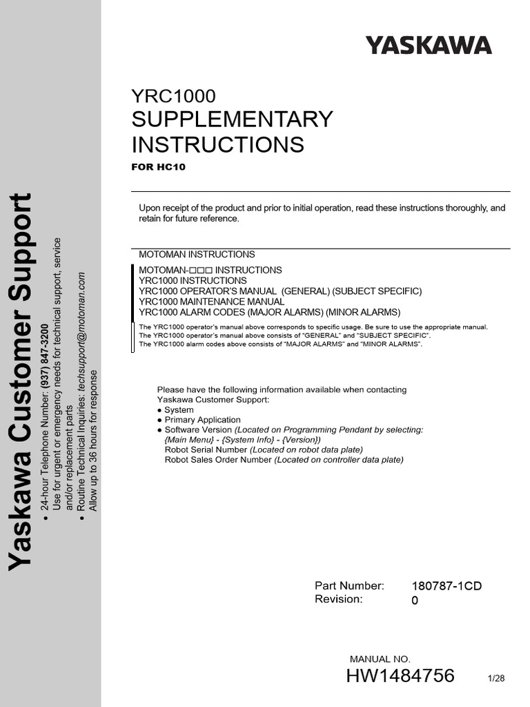180787-1CD HC10 Supplementary Instruction | PDF | Hazards | Electrical Engineering