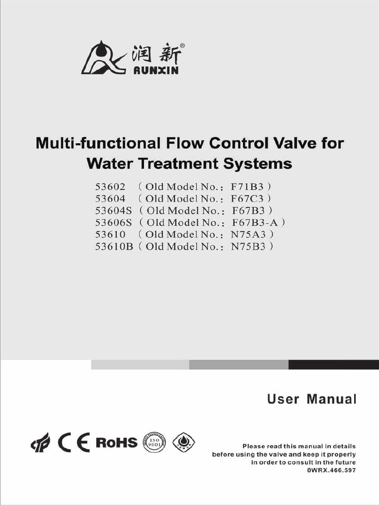 Runxin Automatic-Filter-Valve Manual | PDF