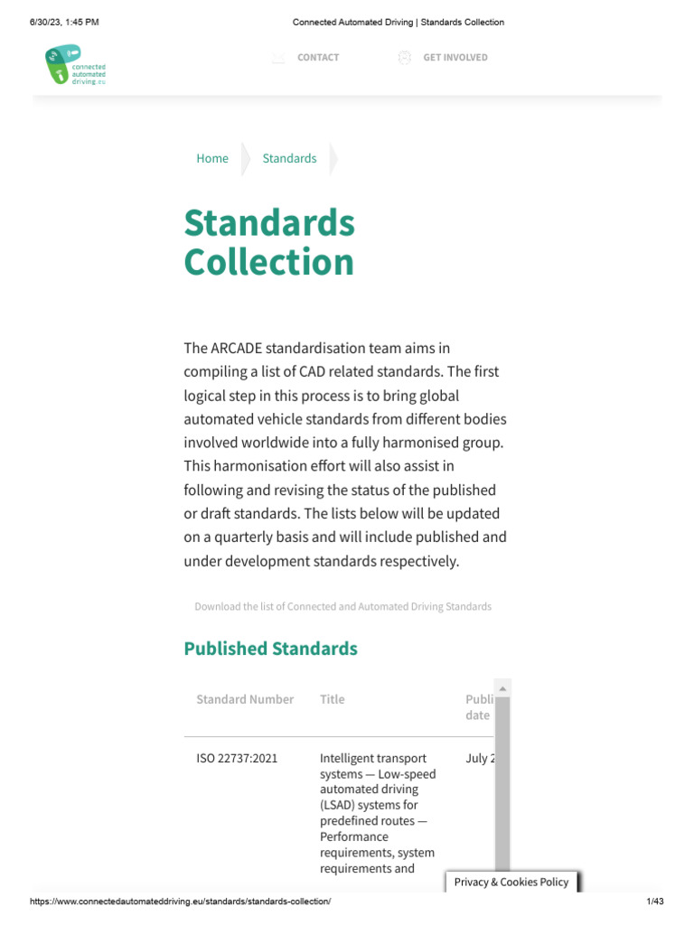 Connected Automated Driving - Standards Collection | PDF