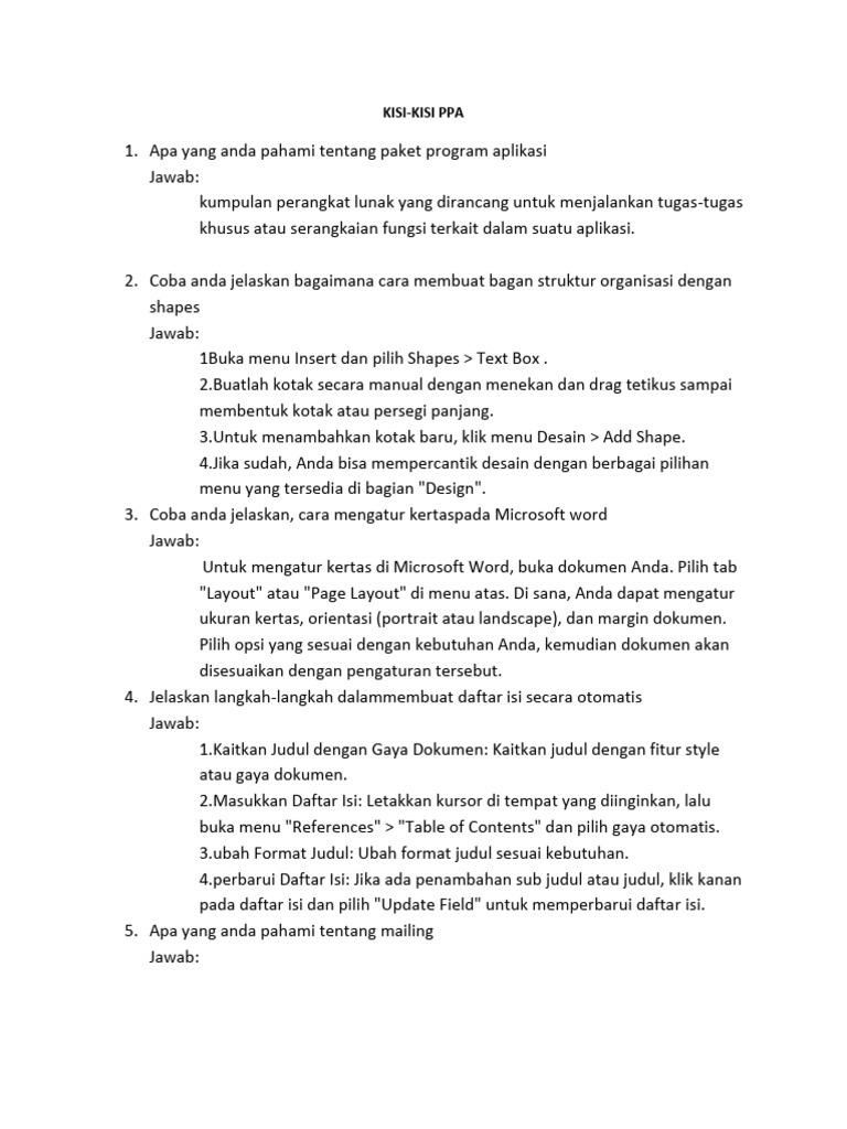 Kisi-Kisi PPA | PDF