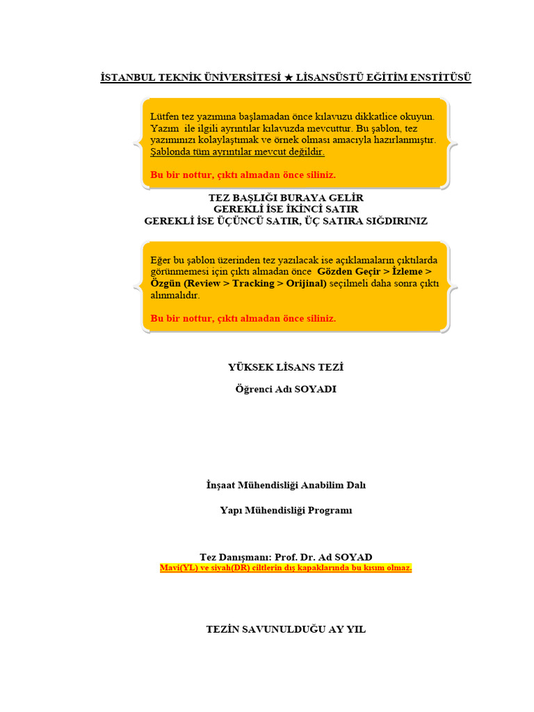 Itu Lisansustu Tez Sablonu | PDF