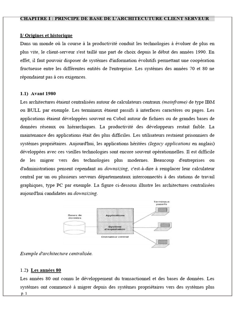 Chapitre I Principe de Base D'architecture Client Server | PDF | Client–serveur | Serveur ...