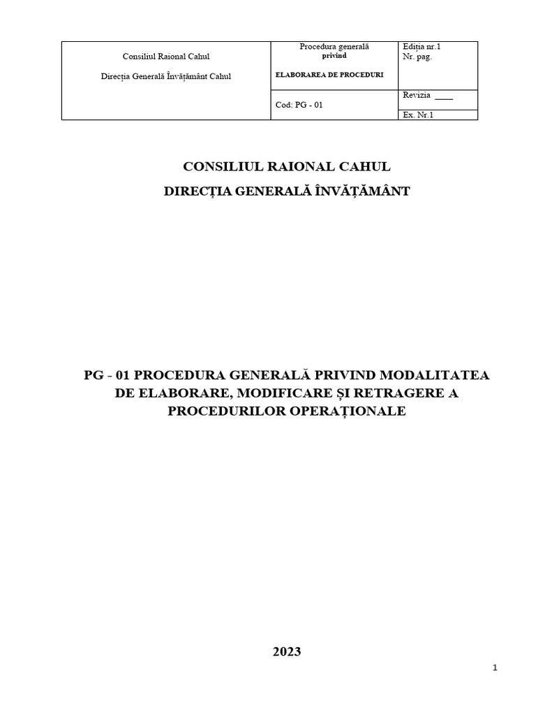 Procedura Cadru | PDF