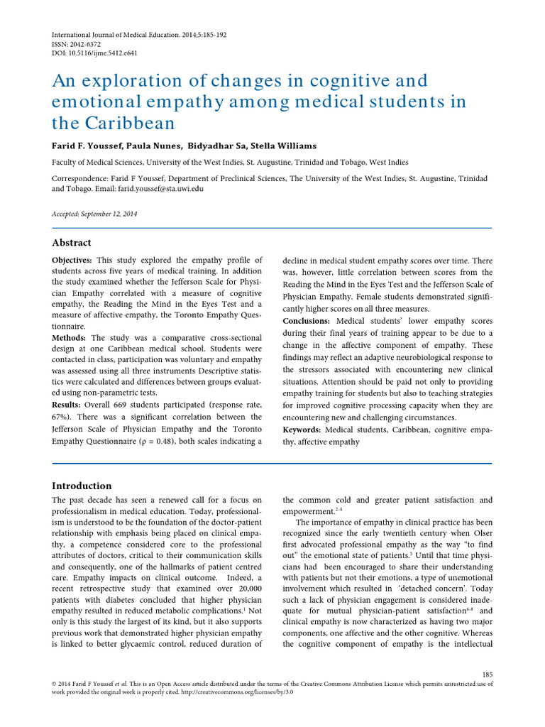 An Exploration of Changes in Cognitive and Emotional Empathy | PDF