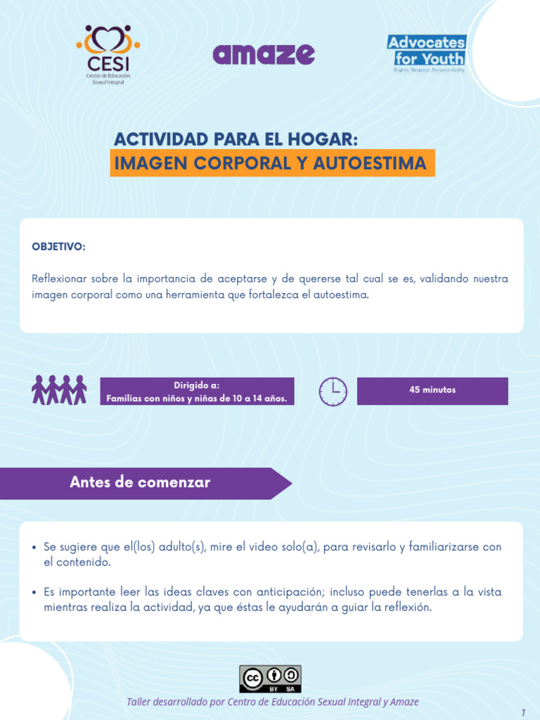 Taller Familias Imagen Corporal y Autoestima | PDF | Salud y bienestar