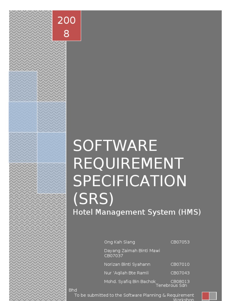 Software Requirement Specification (SRS) : Hotel Management System (HMS) | PDF | User (Computing ...