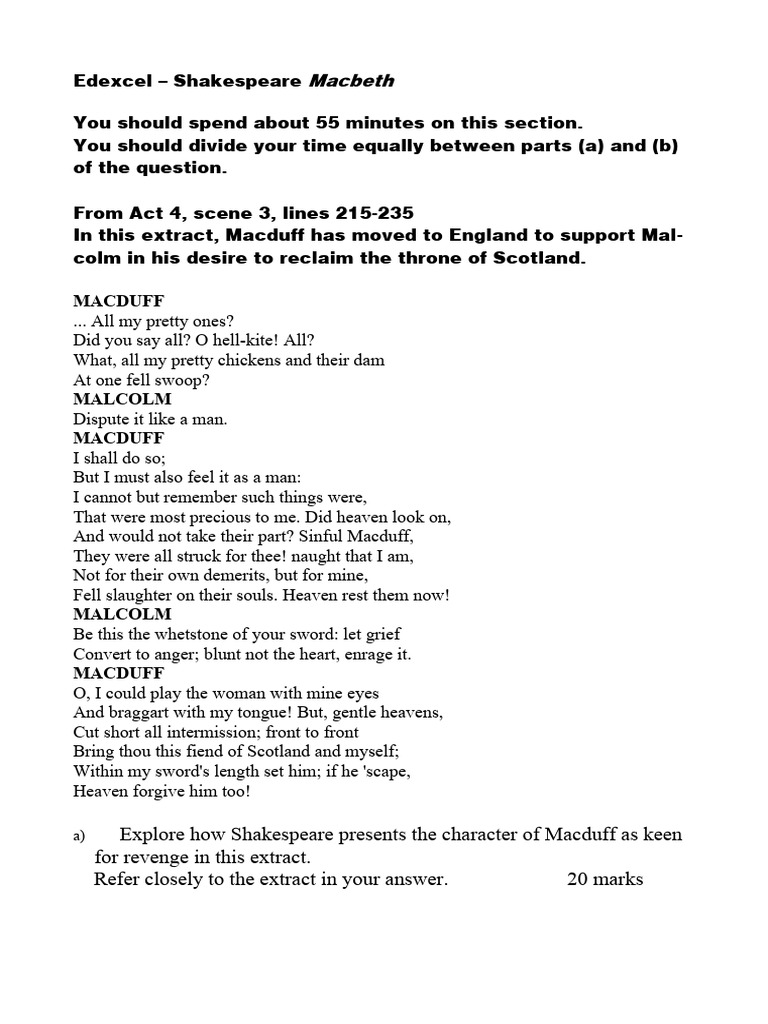 In This Extract, Macduff Has Moved To England To Support Malcolm in His ...