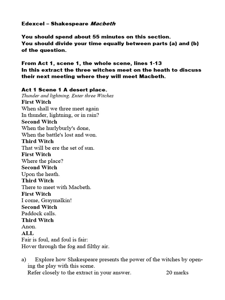 In This Extract The Three Witches Meet On The Heath To Discuss Their ...