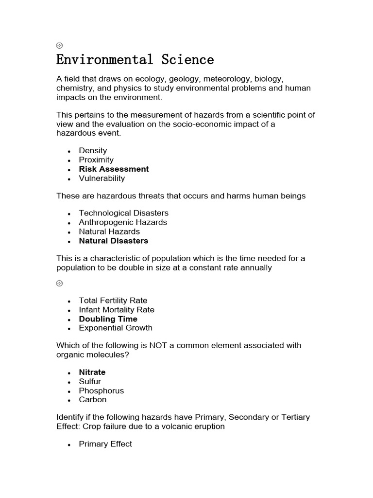 Environmental Science | PDF | Ecology | Hazards