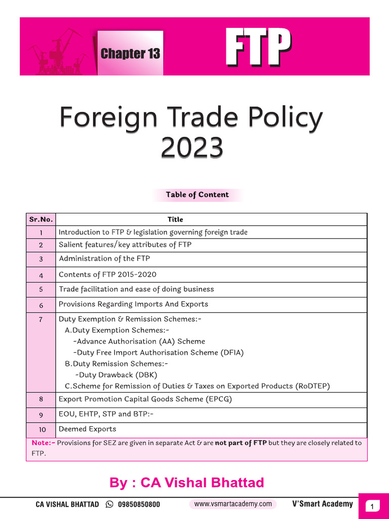 ForeignTrade Policy (FTP) | PDF