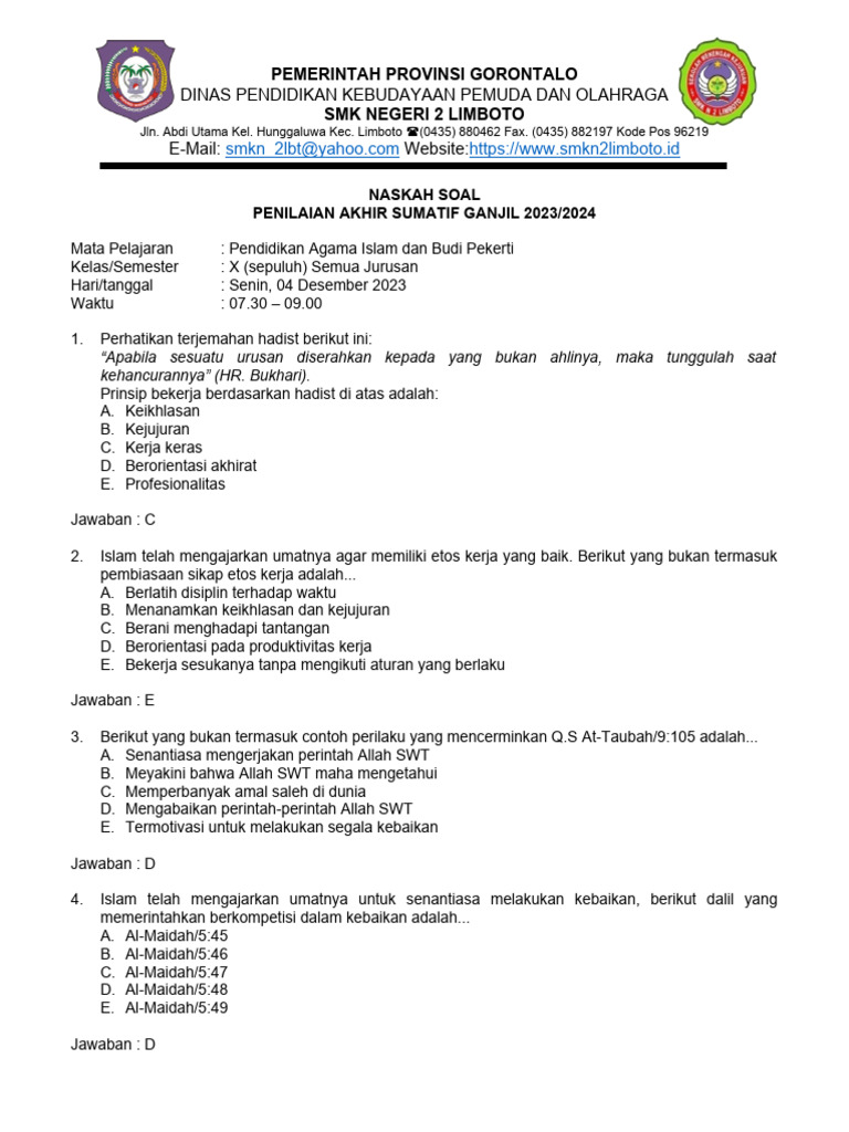 Soal Semester Ganjil Kelas 10 | PDF | Karier & Perkembangan