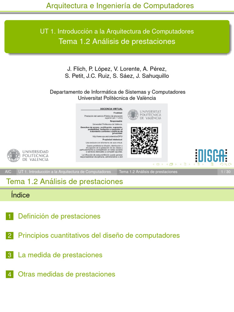 Tema 1.2 An Alisis de Prestaciones: UT 1. Introducci On A La ...