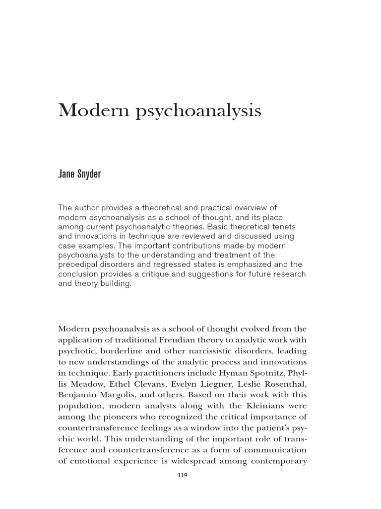 Modern Psychoanalysis | PDF