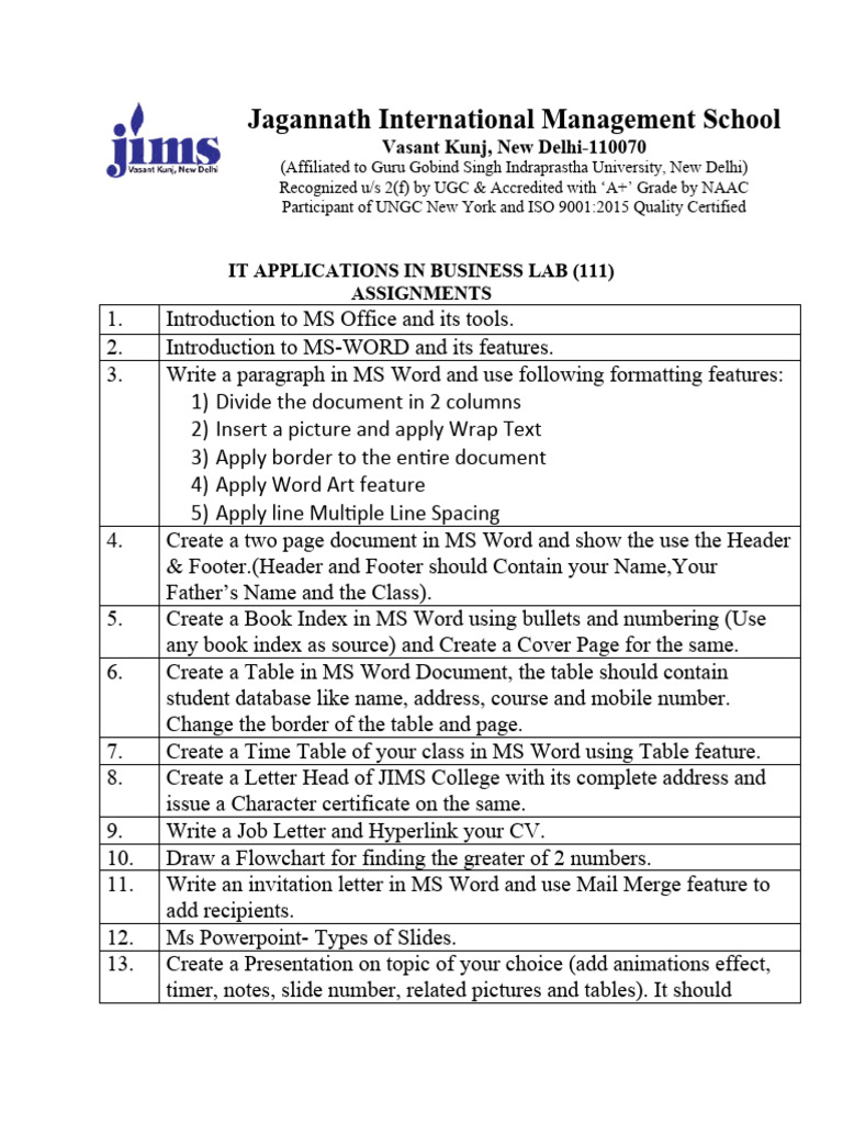IT Lab - List of Practicals | PDF