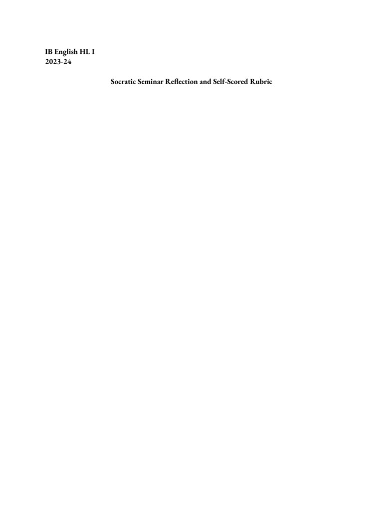 Eg Socratic Seminar Reflection and Self-Scored Rubric | PDF | Violence