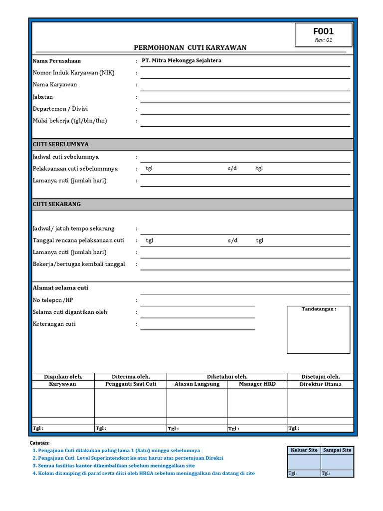 Format Cuti Karyawan | PDF