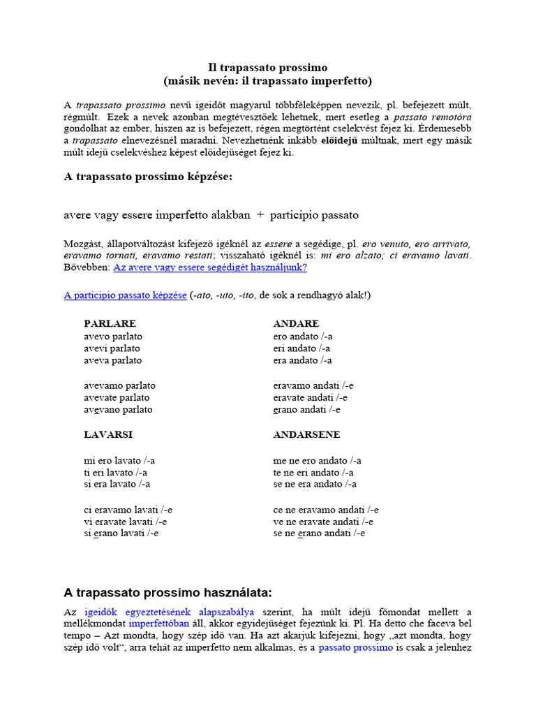 Trapassato Prossimo | PDF
