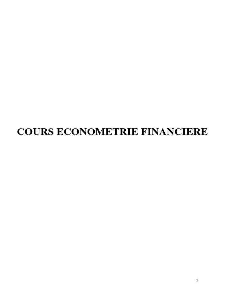 COURS ECONOMETRIE MBF - 2020-2021 Tranche 1 | PDF