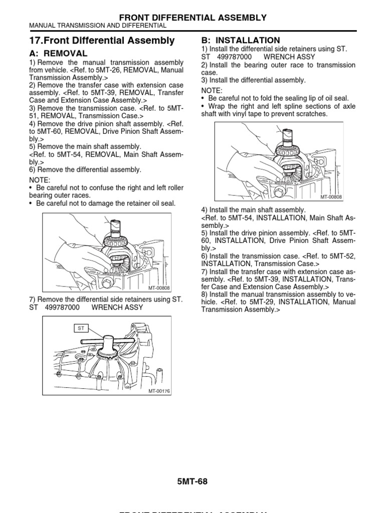 Front Differential Assembly Guide | PDF | Gear | Manual Transmission