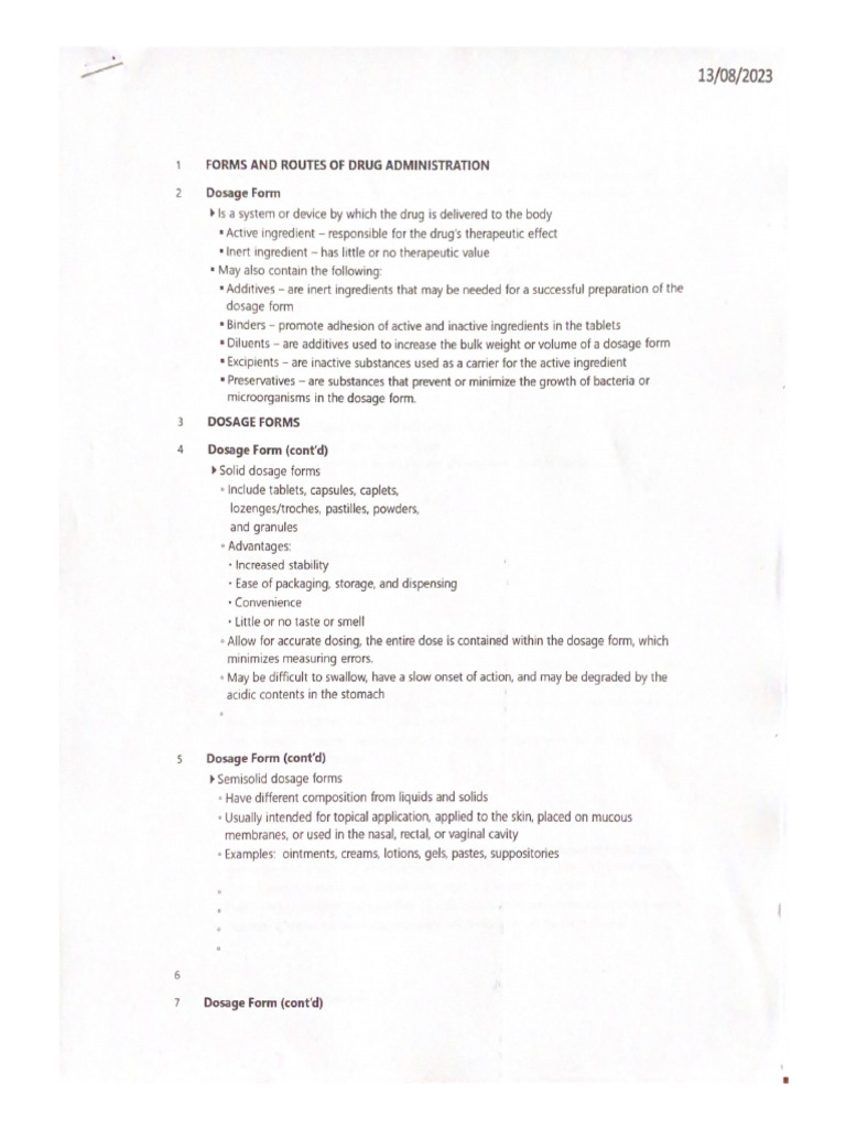 Forms and Routes of Drug Administration | PDF