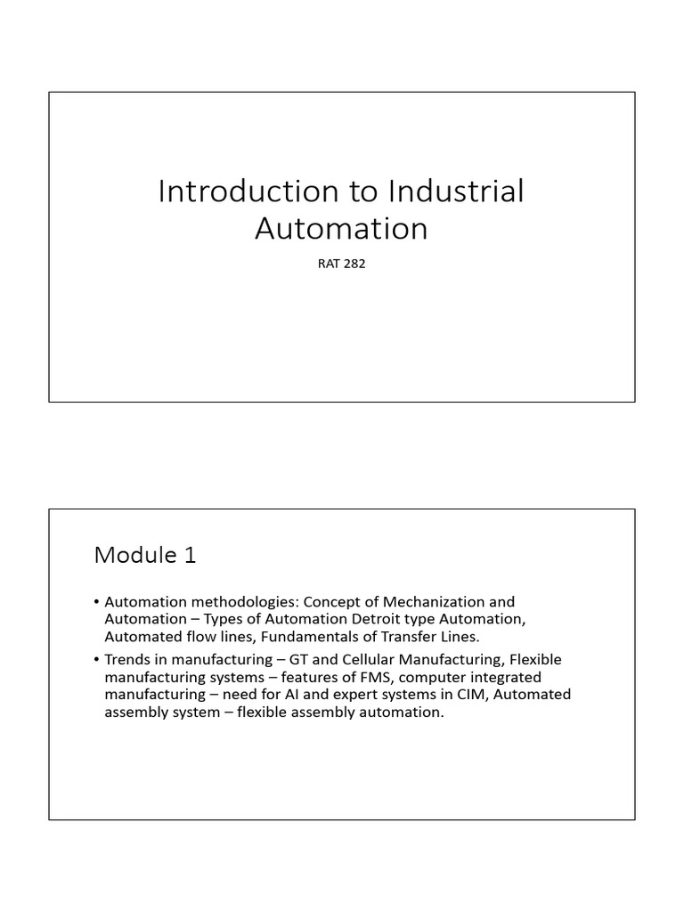 Industrial Automation Notes | PDF | Automation | Rotation Around A ...