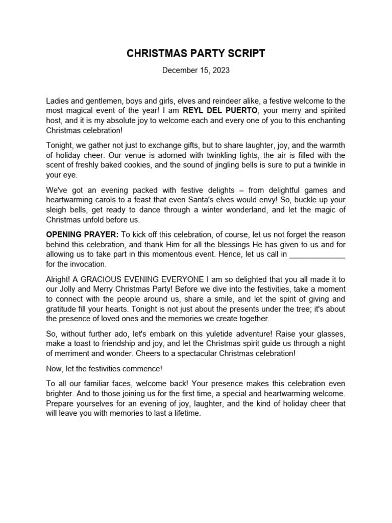 Christmas Party Script | PDF | Christmas