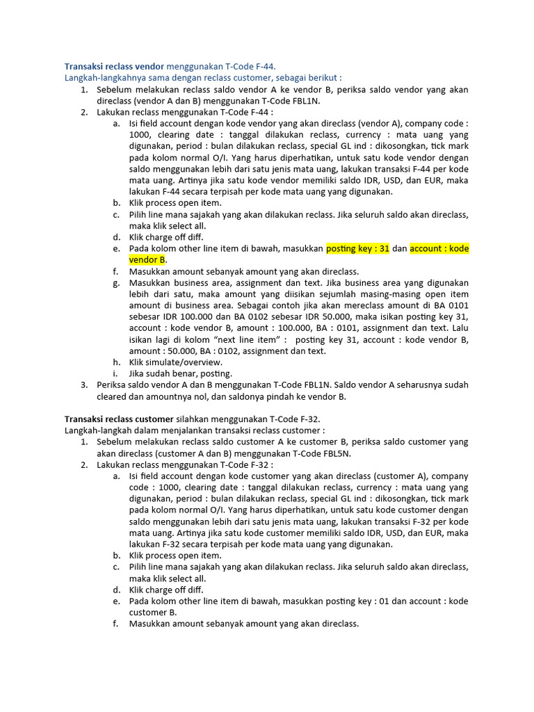 Cara Reclass Customer Dan Vendor | PDF