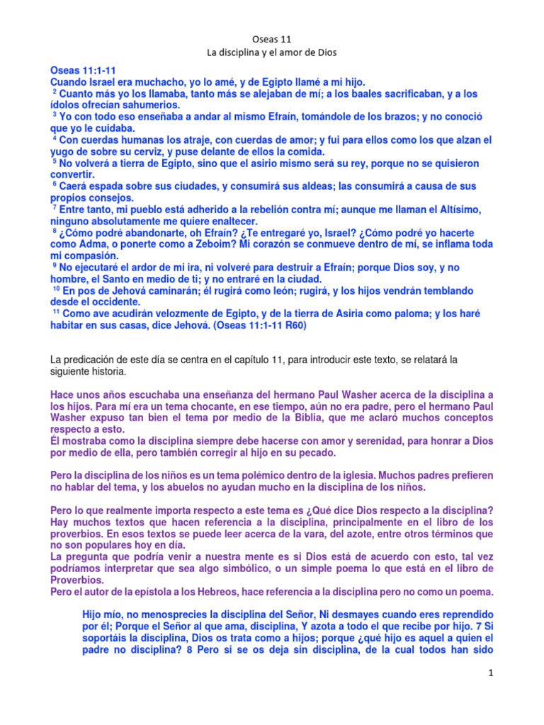 Oseas 11 - La Disciplina y El Amor de Dios | PDF | Moisés | Amor