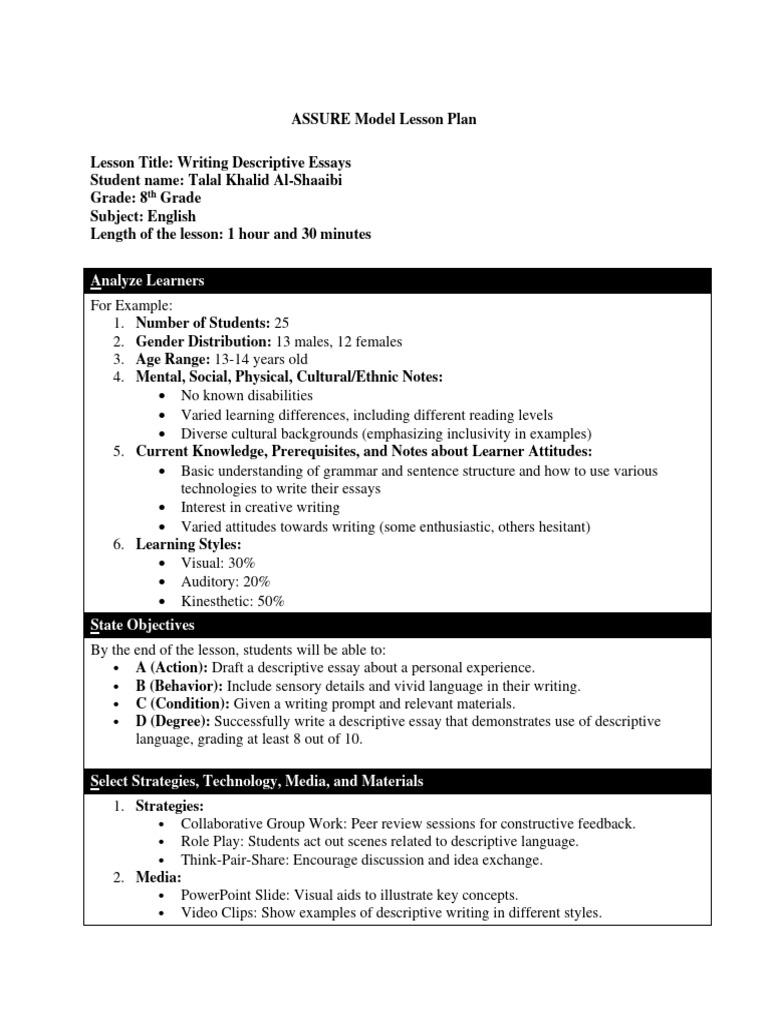 Assure Model Lesson Plan | PDF