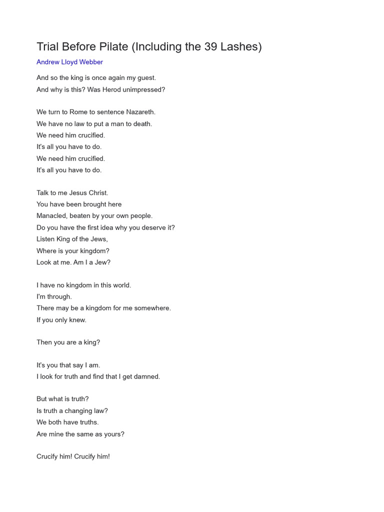 Trial - Before - Pilate - Lyrics | PDF