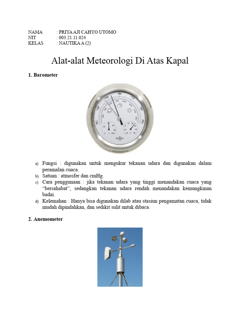 Alat Meteorologi dan Fungsinya | PDF | Teknologi & Rekayasa