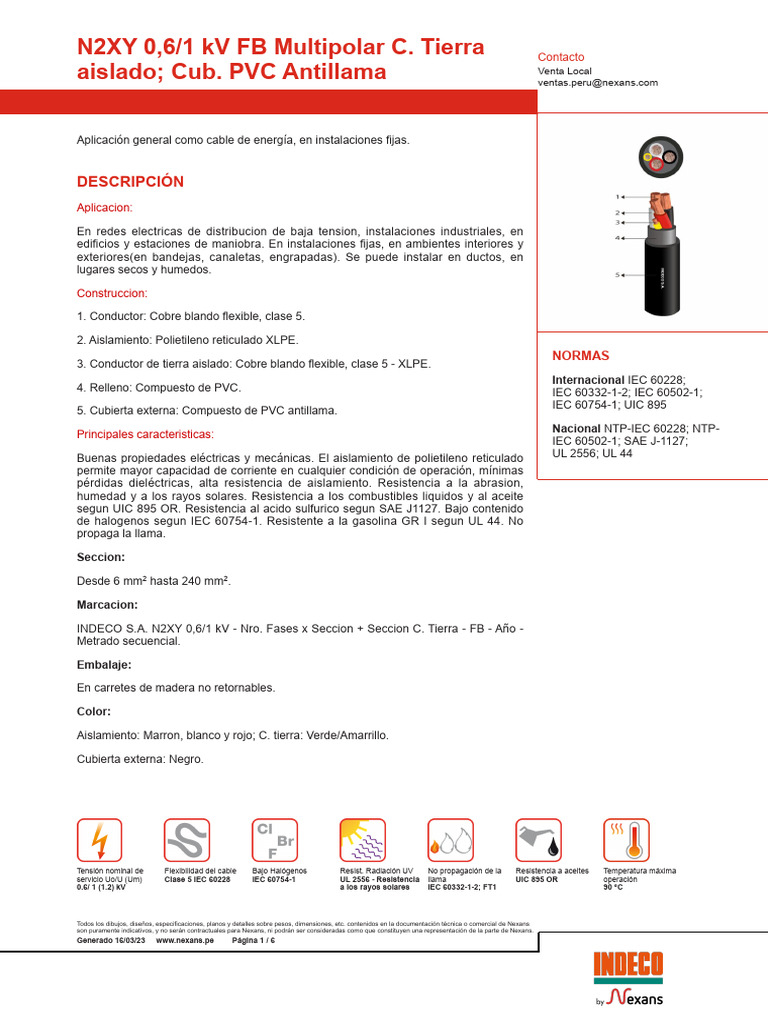Nexans - N2XY 0 6 1 KV FB Multipolar C... | PDF | Aislador ...