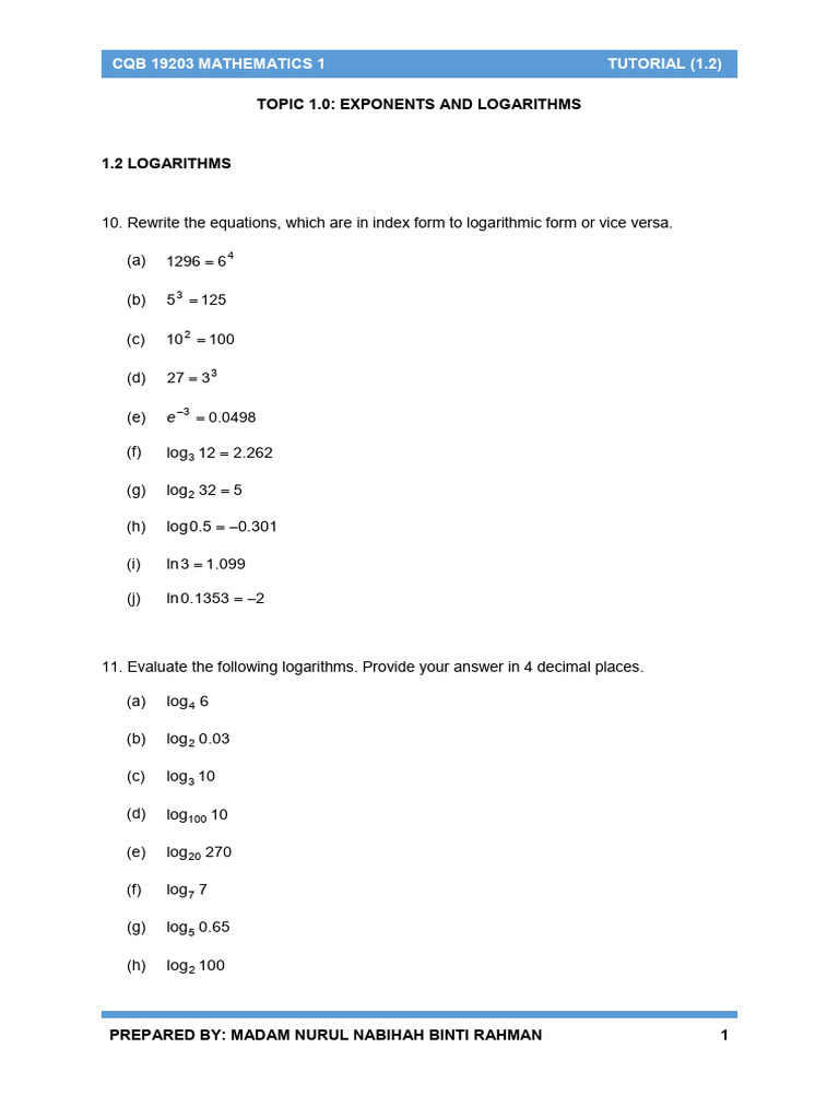 Topic 1.0 - Tutorial (1.2) | PDF