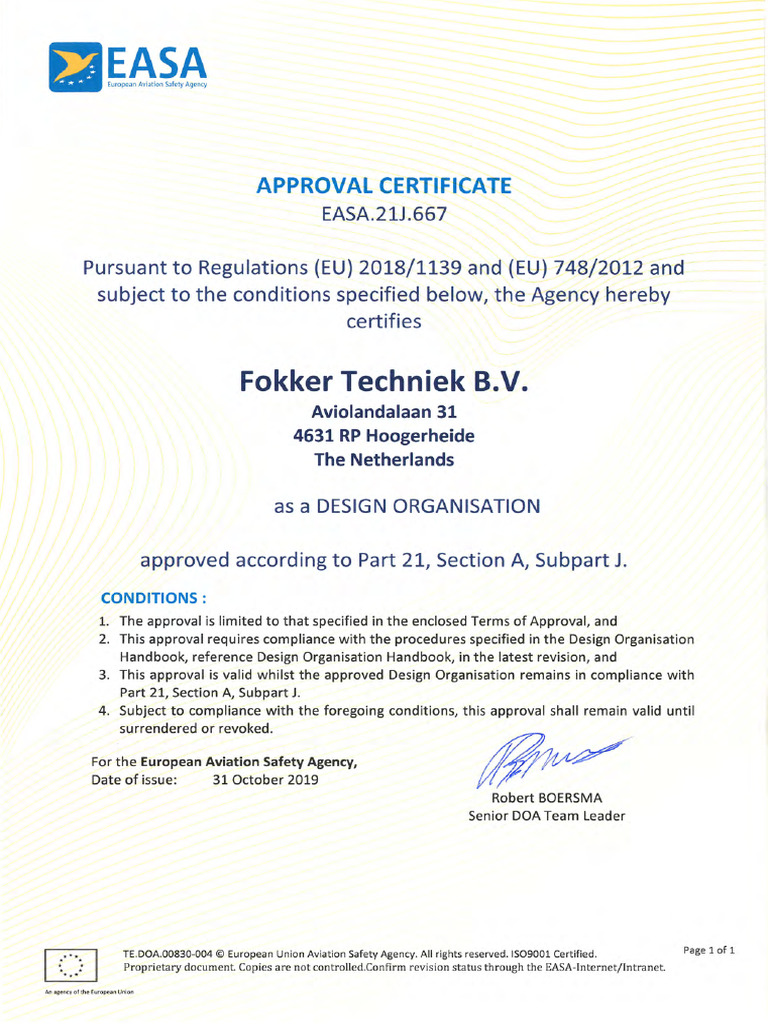 EASA Design Approval for Fokker | PDF | Aeronautics | Aviation