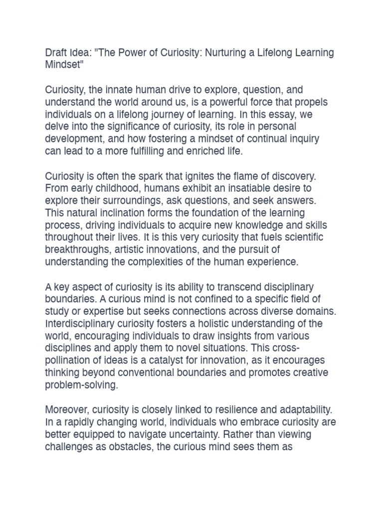 The Power of Curiosity - Nurturing A Lifelong Learning Mindset | PDF ...