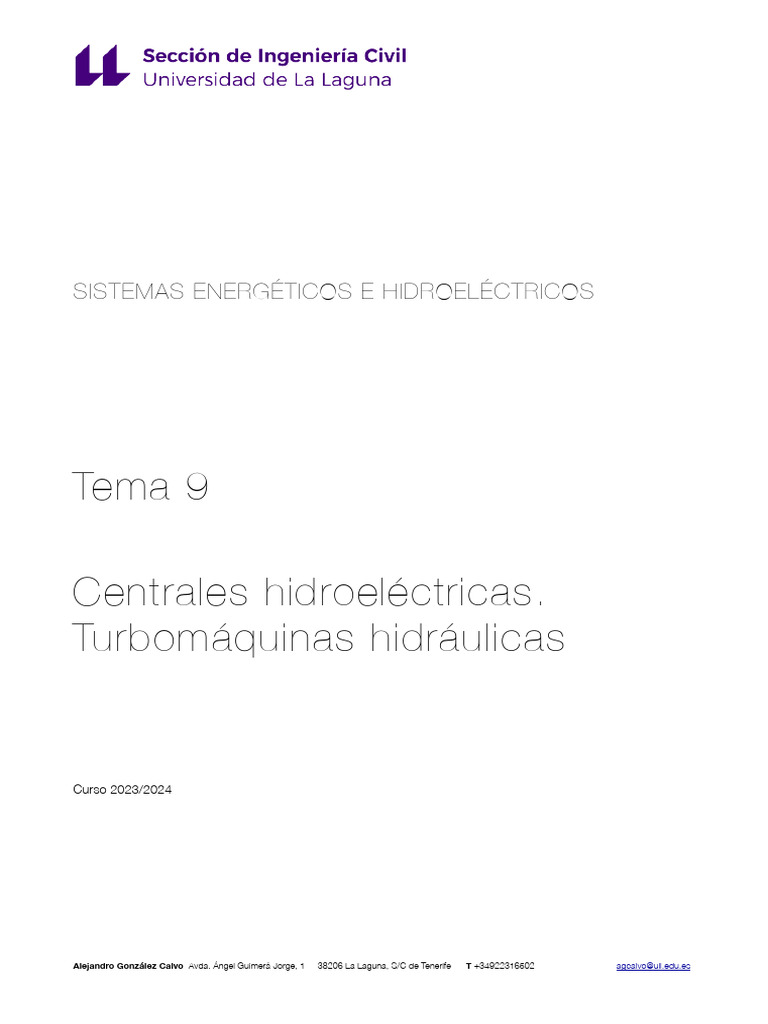 Tema 9 Centrales Hidroelectricas-Turbinas | PDF | Turbomaquinaria | Turbina