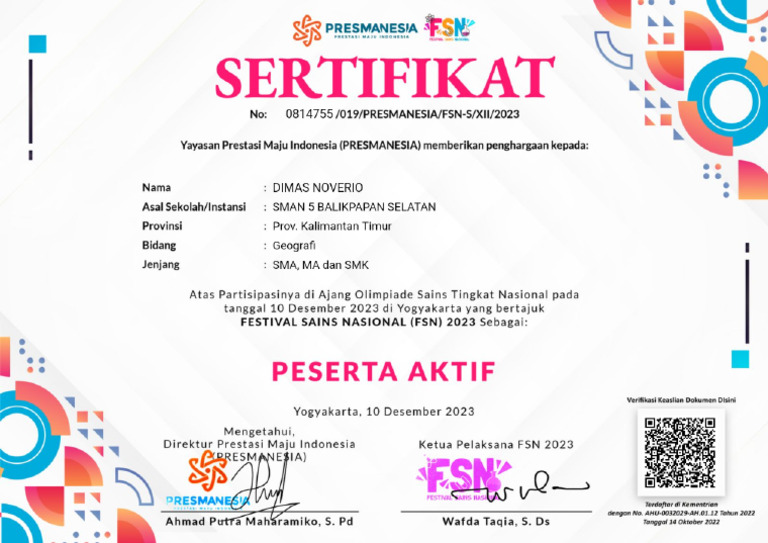 Cert - Geografi - FSN 2023 | PDF